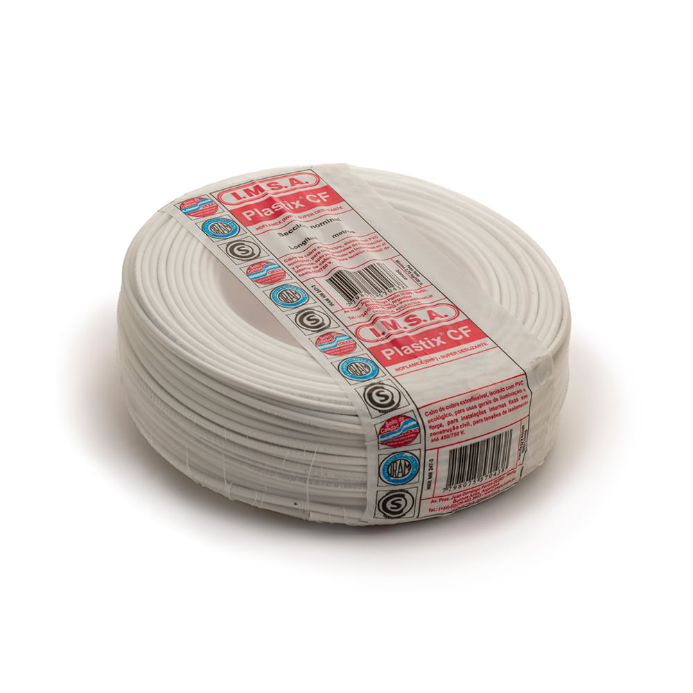 Rollo de Cable Unipolar 1x6mm² Blanco PVC x 100 mts - Pelba
