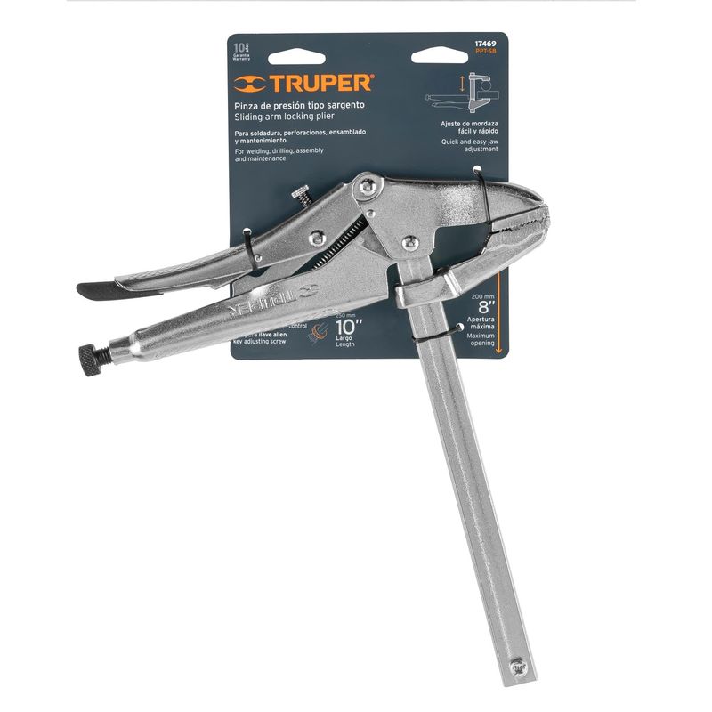 Pinza Presion Tipo Sargento L Apertura 200mm Truper 17469 - Pelba