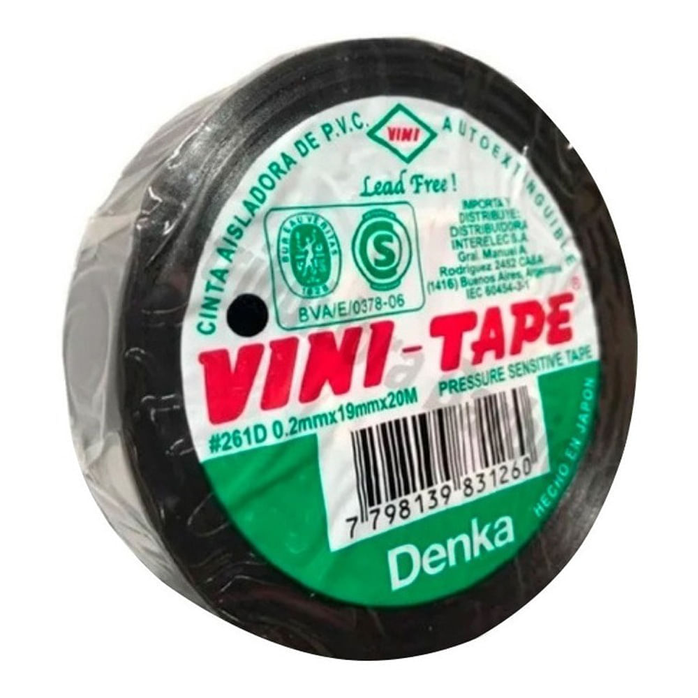 Cinta Aisladora Pvc 20 Metros Negra Vini Tape - Pelba