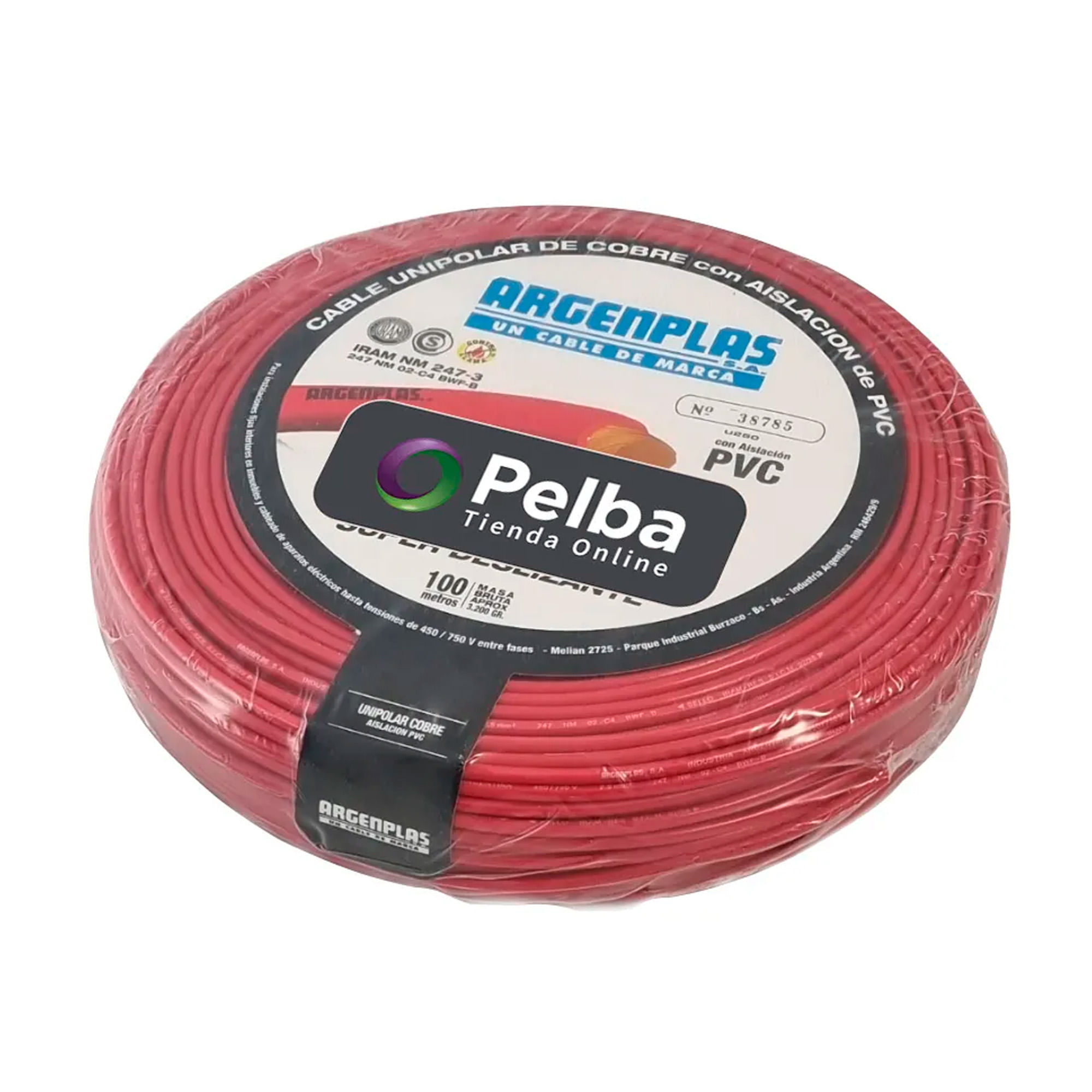 Rollo de Cable Unipolar 1x2.50mm² Rojo x 100 mts - Pelba